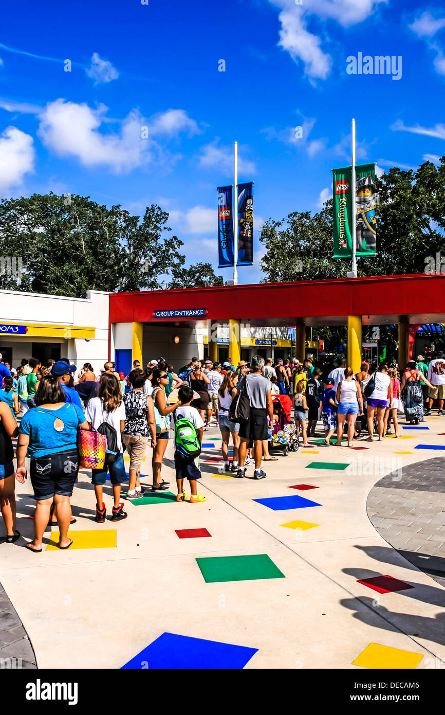 People line up at the entrance to Legoland Florida Theme Park for a day ...