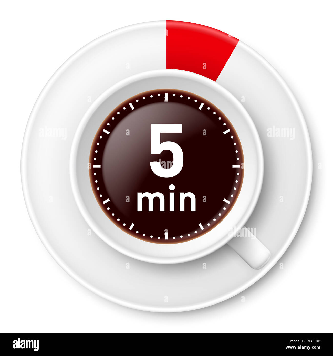 Cup of coffee with time limit for break: five minutes. Illustration on ...