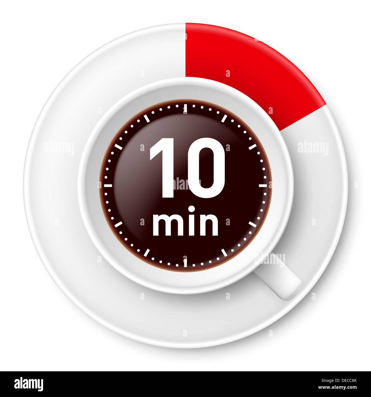 Cup of coffee with time limit for break: ten minutes. Illustration on ...