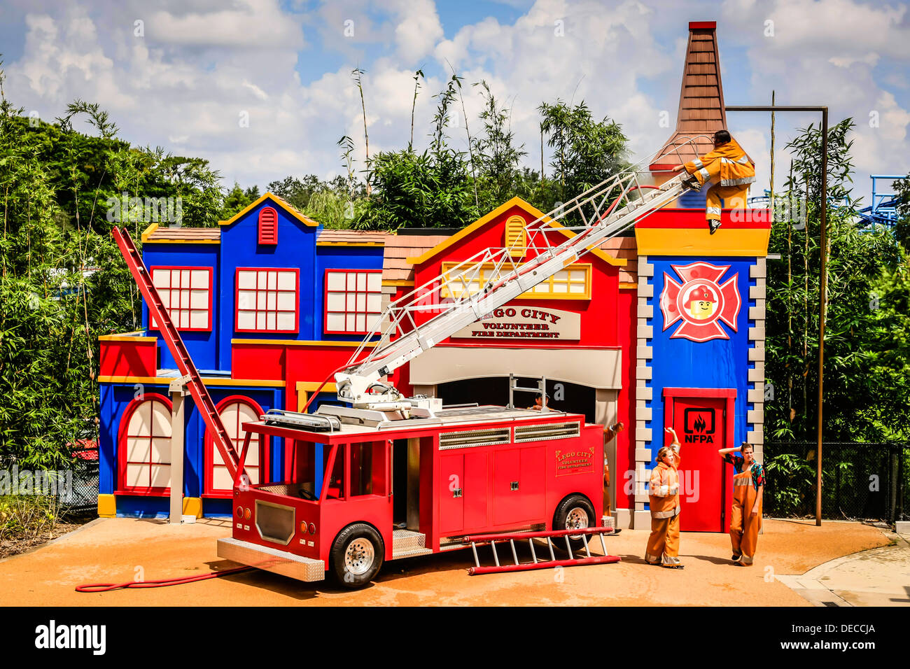 The firefighters show at Legoland Theme Park Florida Stock Photo - Alamy
