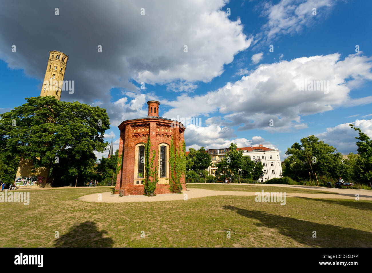 Building on the Water Tower Square in Prenzlauer Berg in Berlin Stock ...