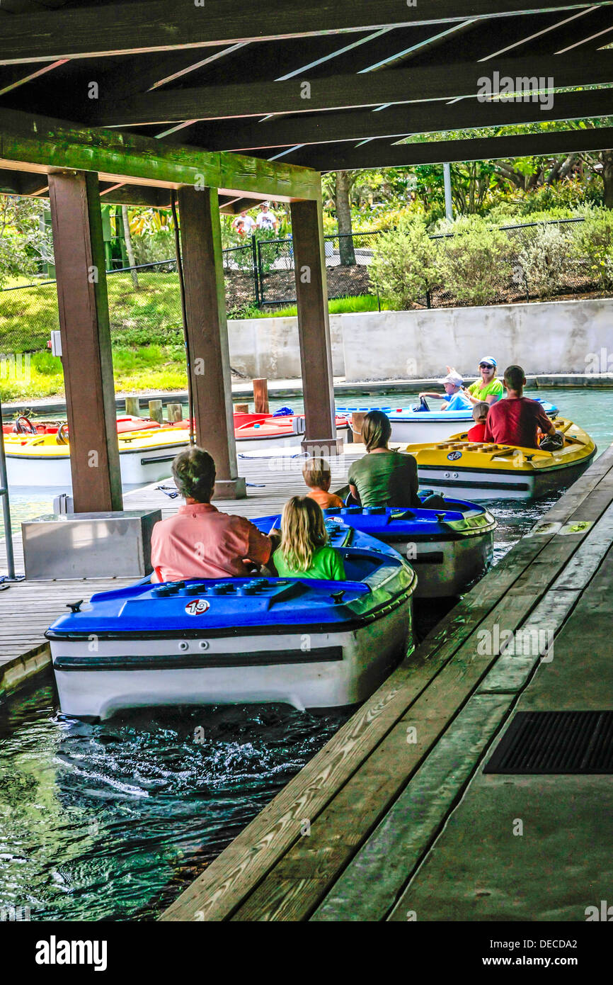 Driving a boat at Legoland Theme Park Florida Stock Photo - Alamy