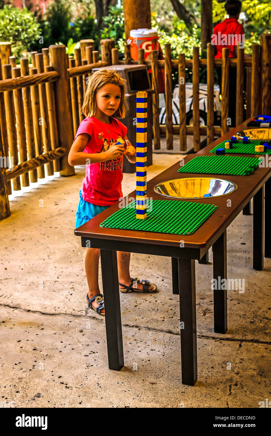 Young girl plays with Lego bricks at Legoland Florida Stock Photo - Alamy