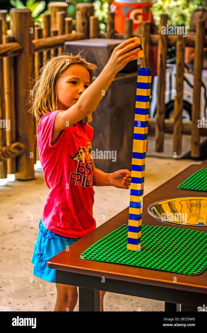 Young girl plays with Lego bricks at Legoland Florida Stock Photo - Alamy