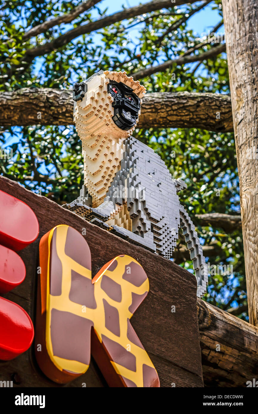 Lego brick monkey at Legoland Florida Stock Photo - Alamy