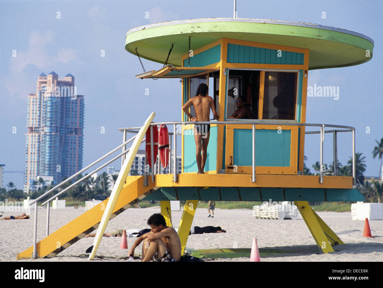 Art Deco Lifeguard Station, South Beach, Miami Beach, Miami, USA Stock ...