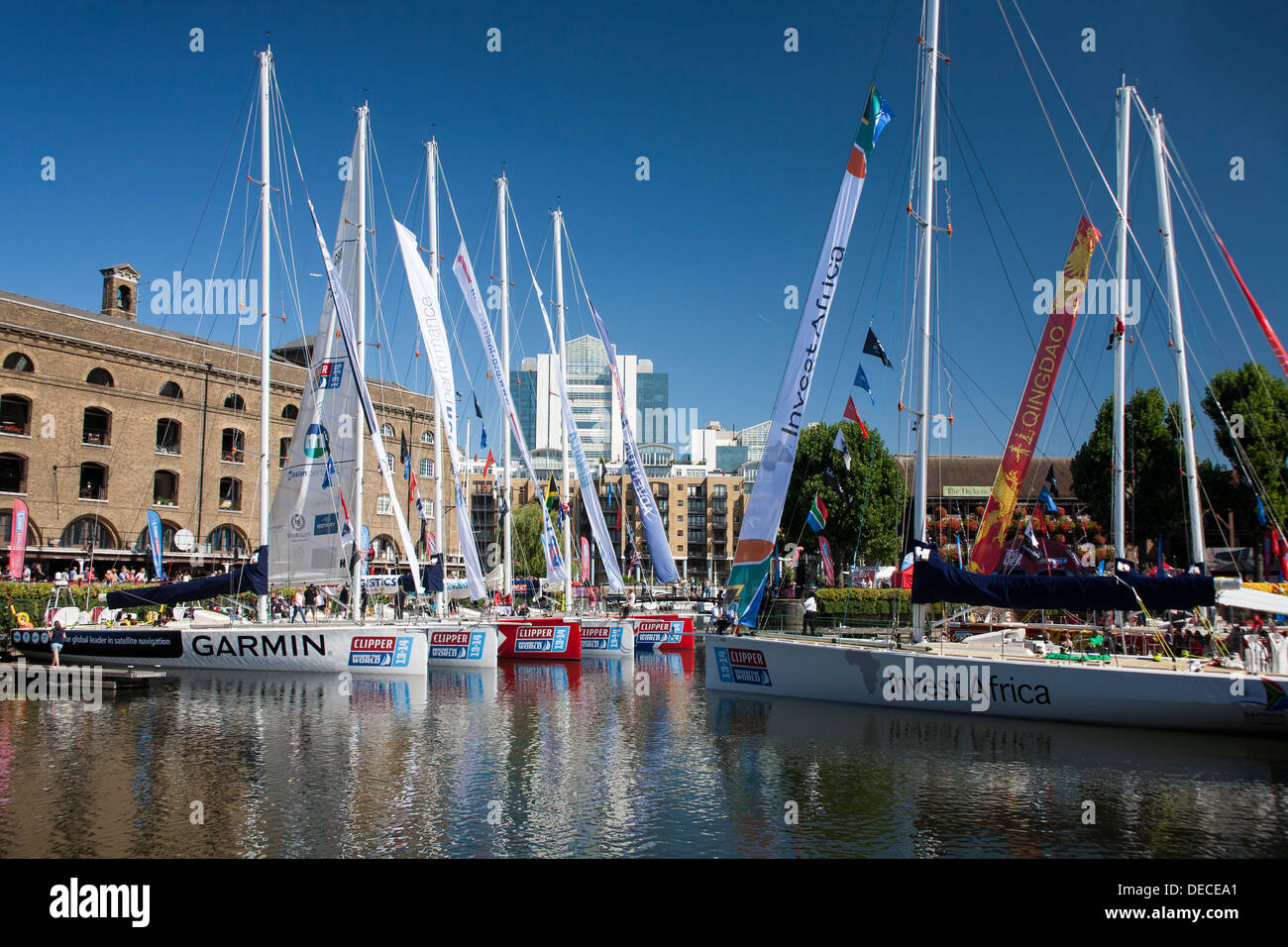 The Clipper Round the World Race fleet at St Katharine Docks, London ...