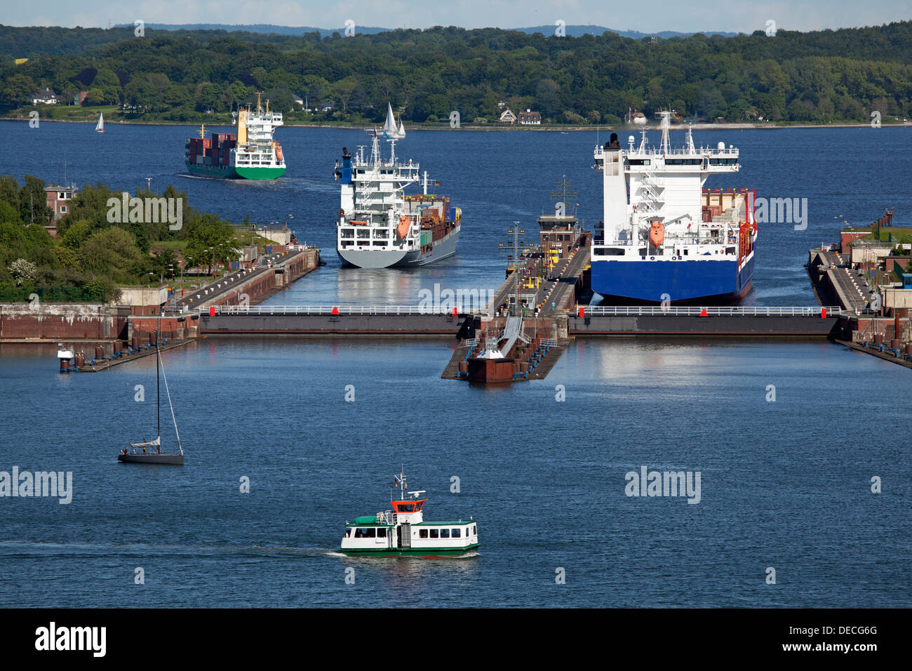 Container vessel on Kiel Canal, Germany Stock Photo - Alamy