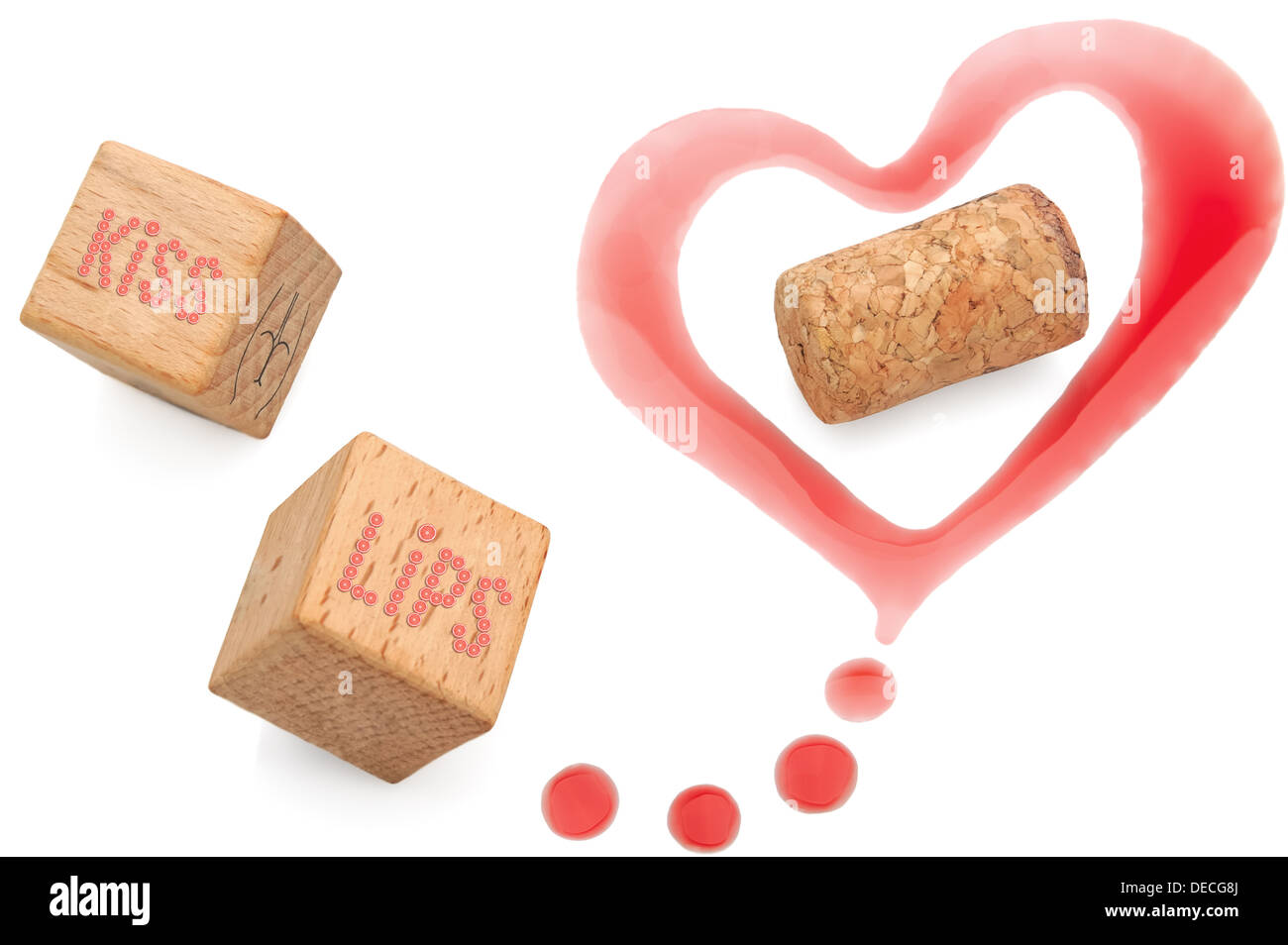Wine love marks and cork Stock Photo - Alamy
