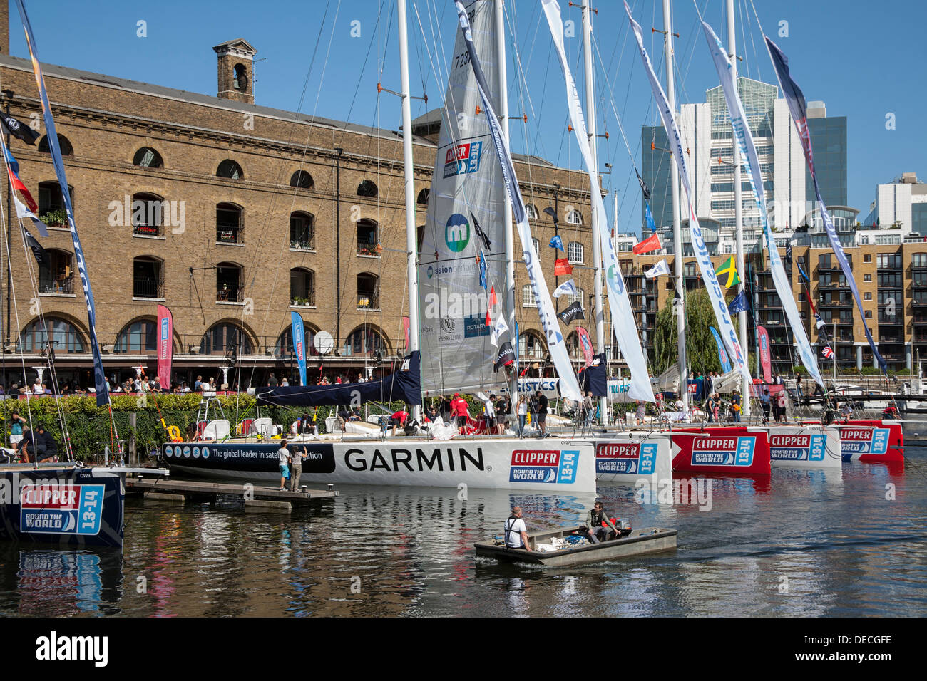 The Clipper Round the World Race fleet at St Katharine Docks, London ...