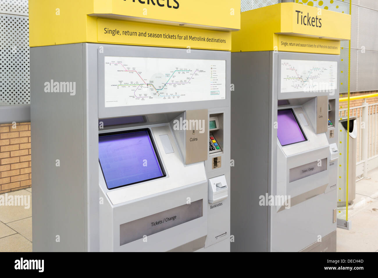 Manchester Metrolink ticket machines on the tram station at Velopark ...
