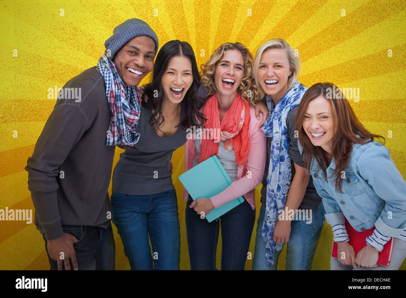 Cheerful group of friends posing together Stock Photo - Alamy