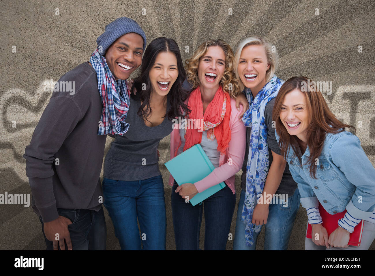 Happy group of friends posing together Stock Photo - Alamy