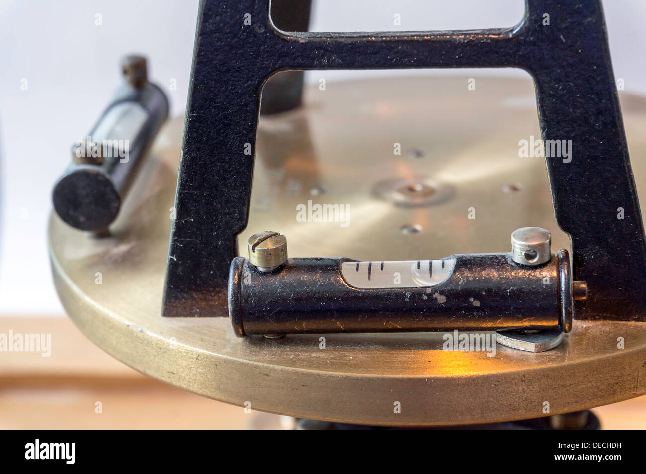 Bubble level on a surveyor's antique brass transit level Stock Photo ...