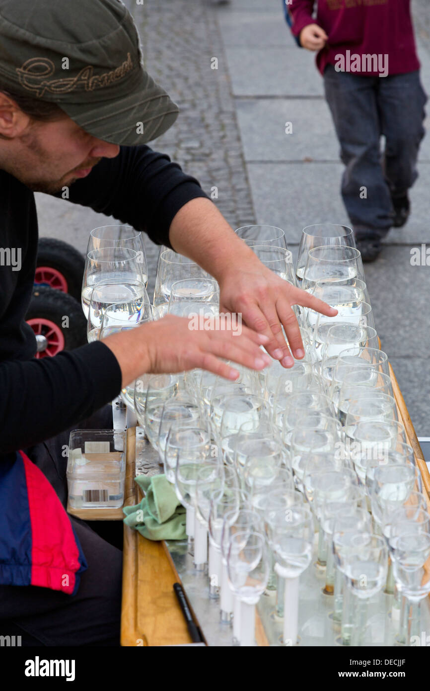 Making Music with Glasses in Berlin Stock Photo - Alamy