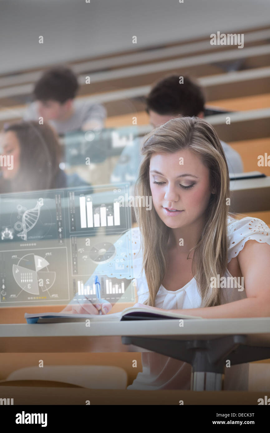 Concentrated college student working on digital interface Stock Photo ...