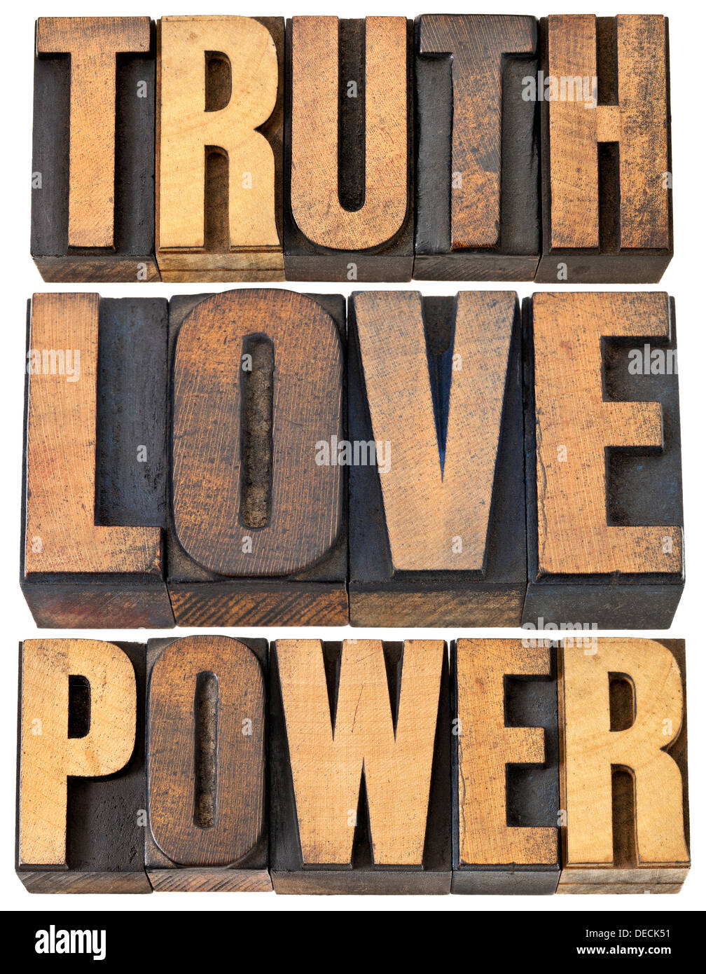truth, love and power - core principles concept - a collage of isolated ...