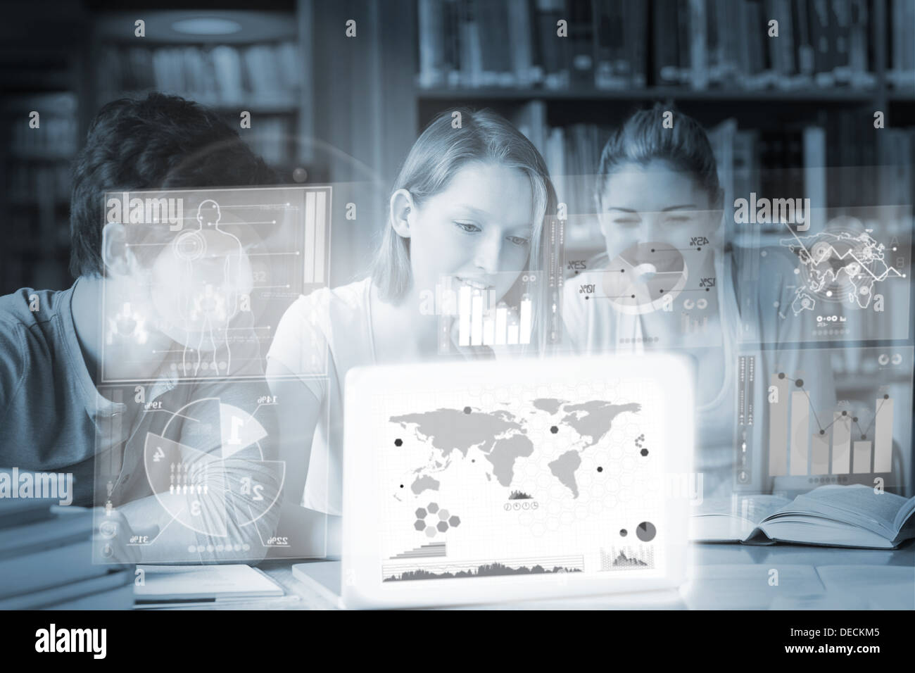 Cheerful college students working on digital interface Stock Photo - Alamy