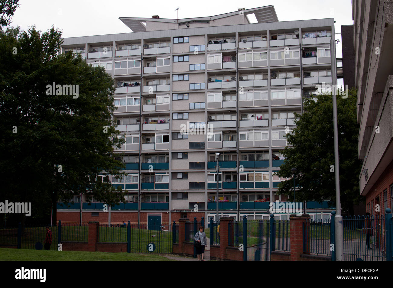 A block of flats (Douglas House), Hillfields, Coventry, UK Stock Photo ...