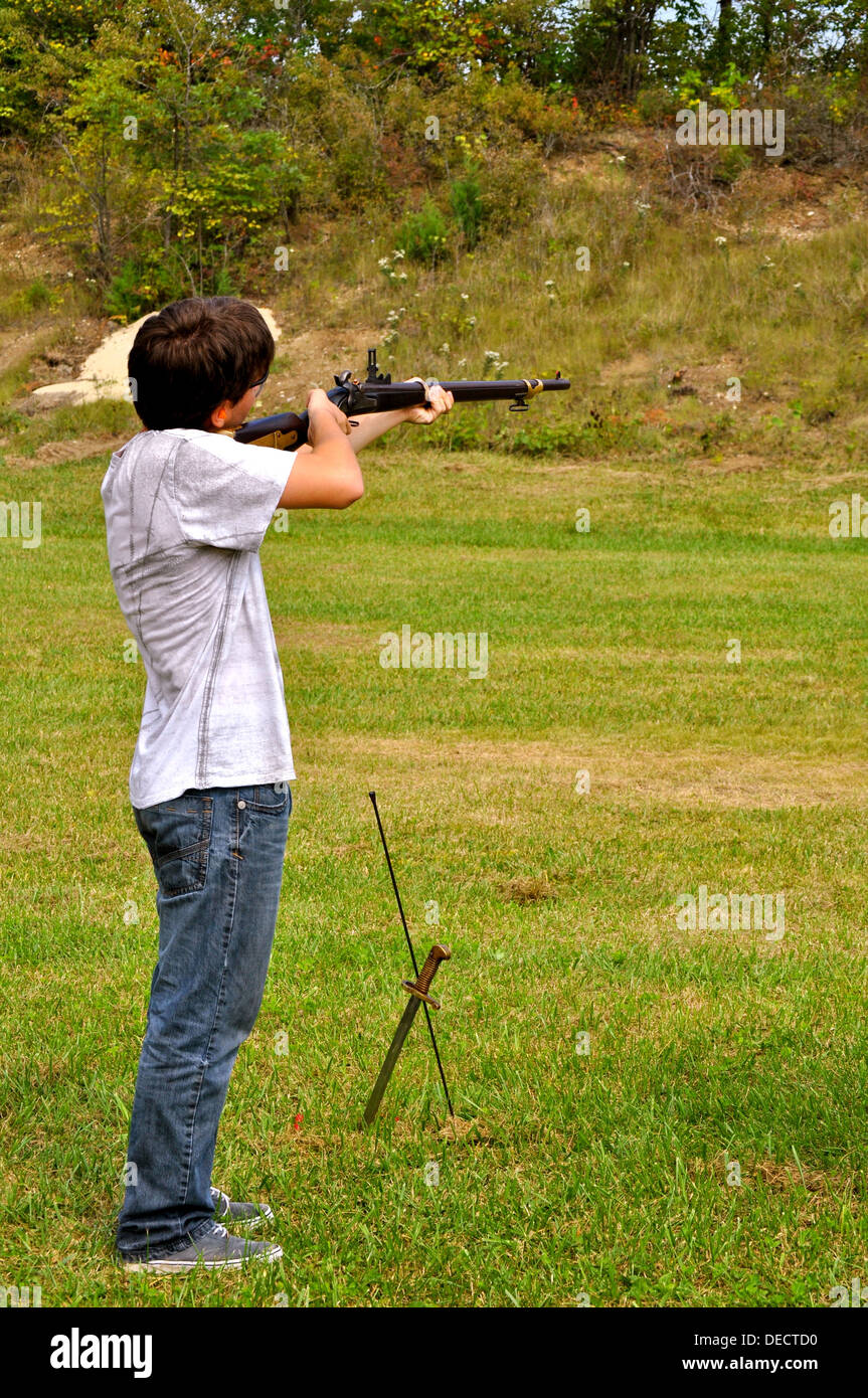 boy aims musket Stock Photo - Alamy