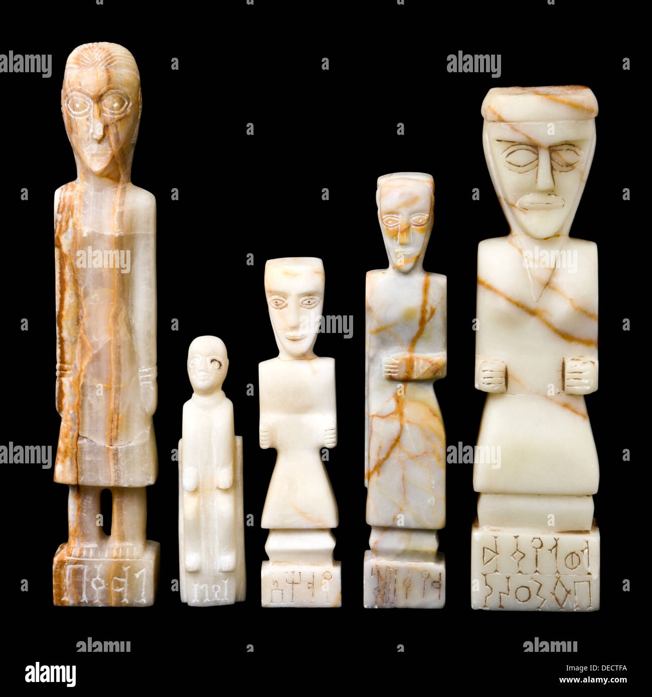 Series of ancient carved statues excavated in Yemen Stock Photo - Alamy