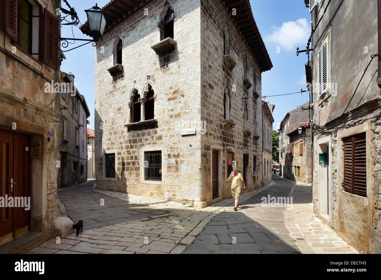 Vodnjan, Croatia, narrow streets of the medieval center of Vodnjan ...