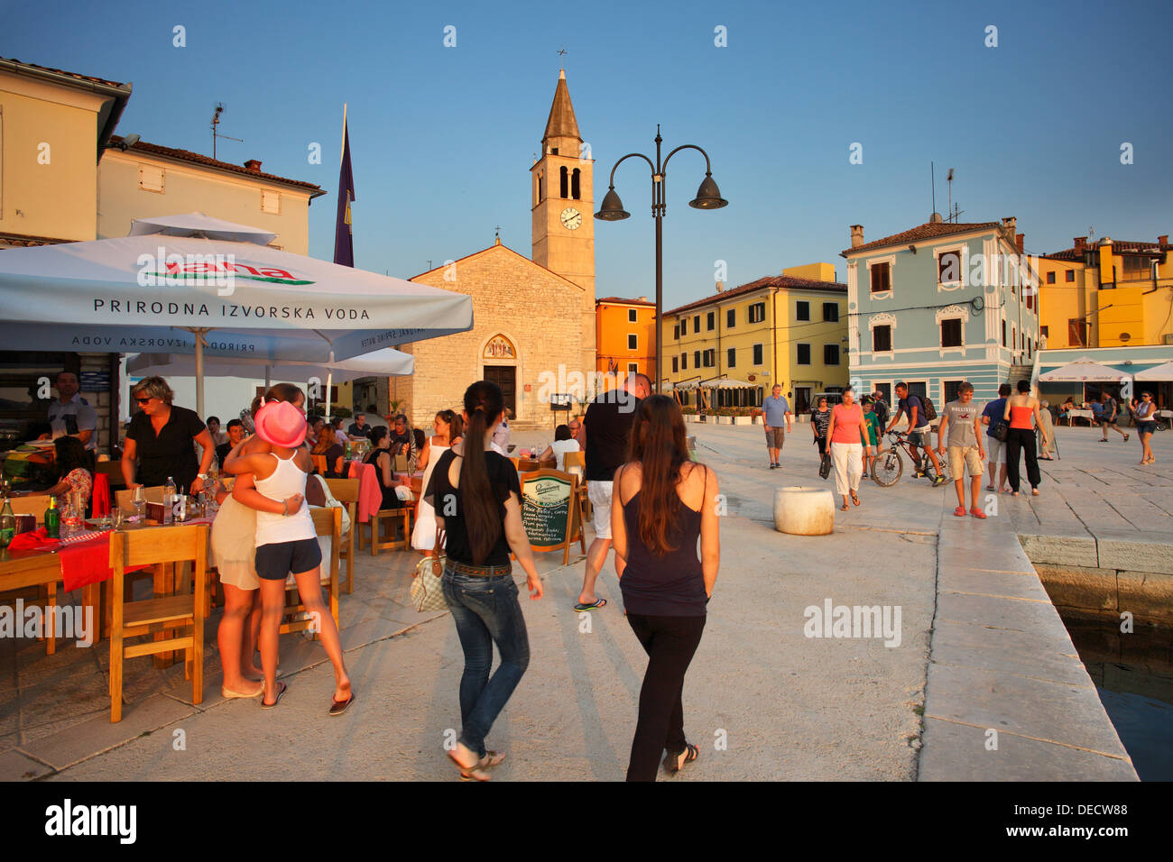 Fazana, Croatia, the beach promenade with restaurants at night Stock ...