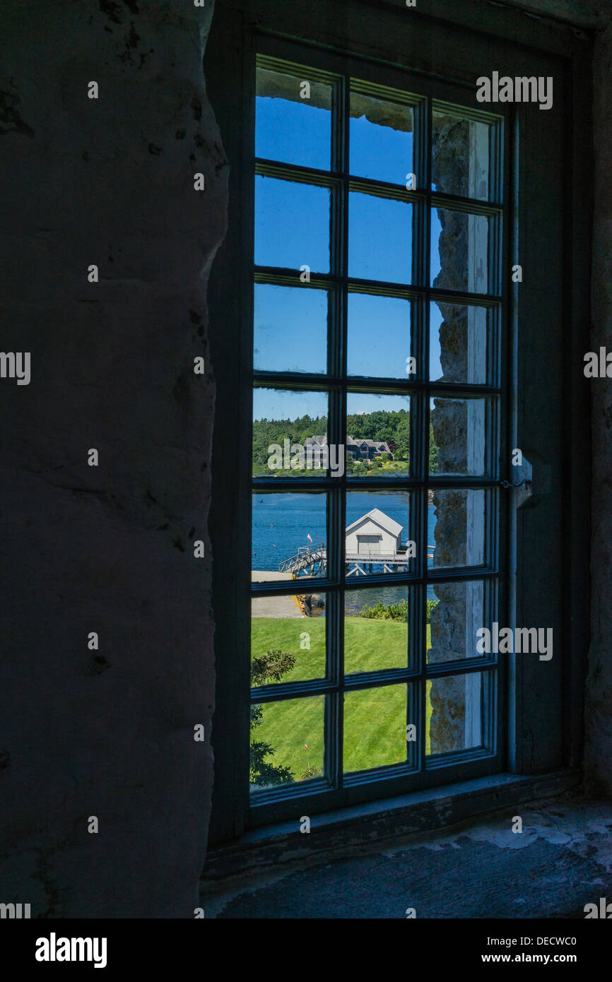 Inside the old fort looking out window, Pemaquid, Maine that was Fort ...