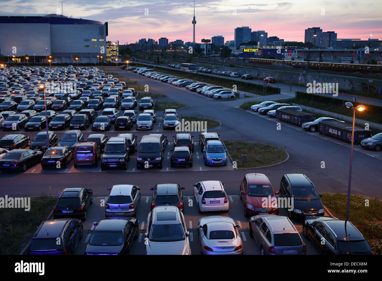 Berlin, Germany, parking cars in front of the O2 Arena in Berlin ...