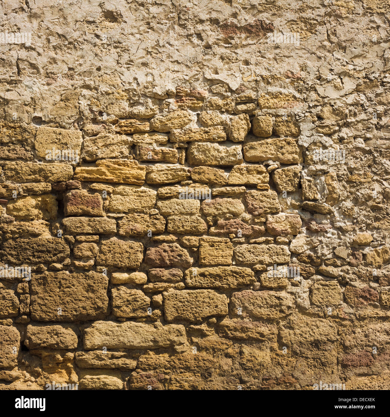 Old wall made of the Jerusalem stone. Wall constructed of stone bricks ...