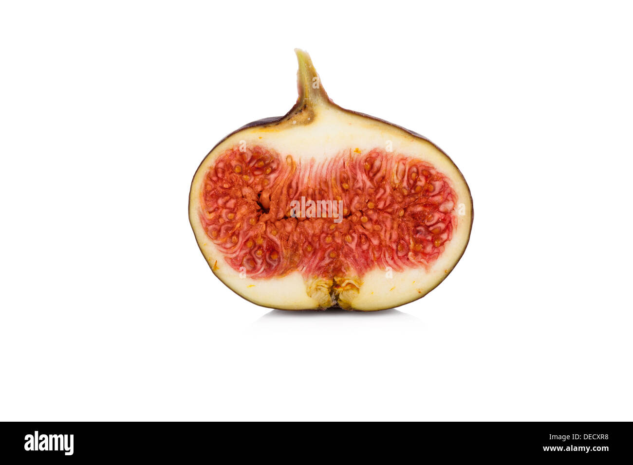 Half sliced fig isolated on white background Stock Photo - Alamy