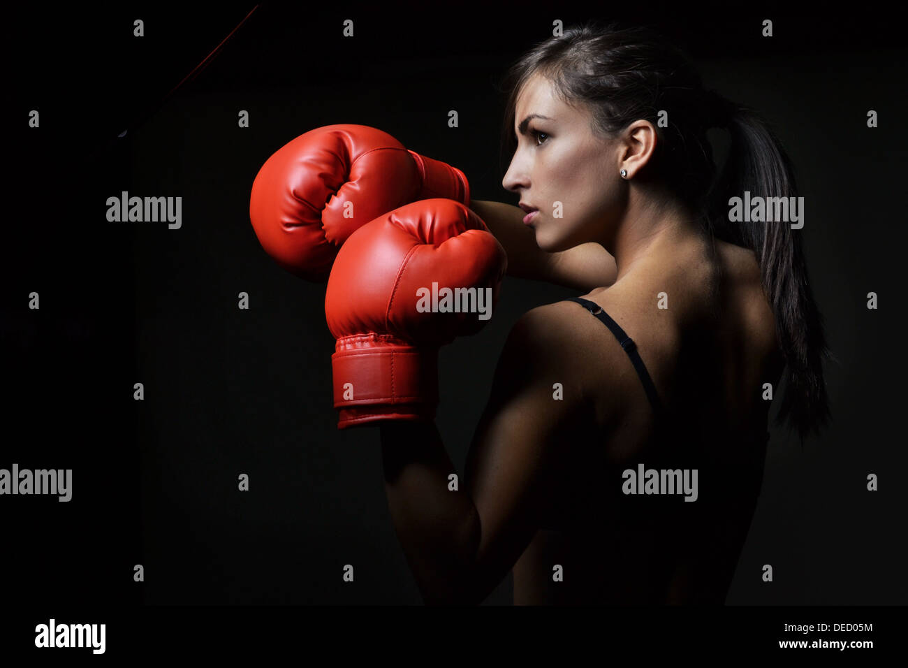 Female model boxing gloves hi-res stock photography and images - Alamy