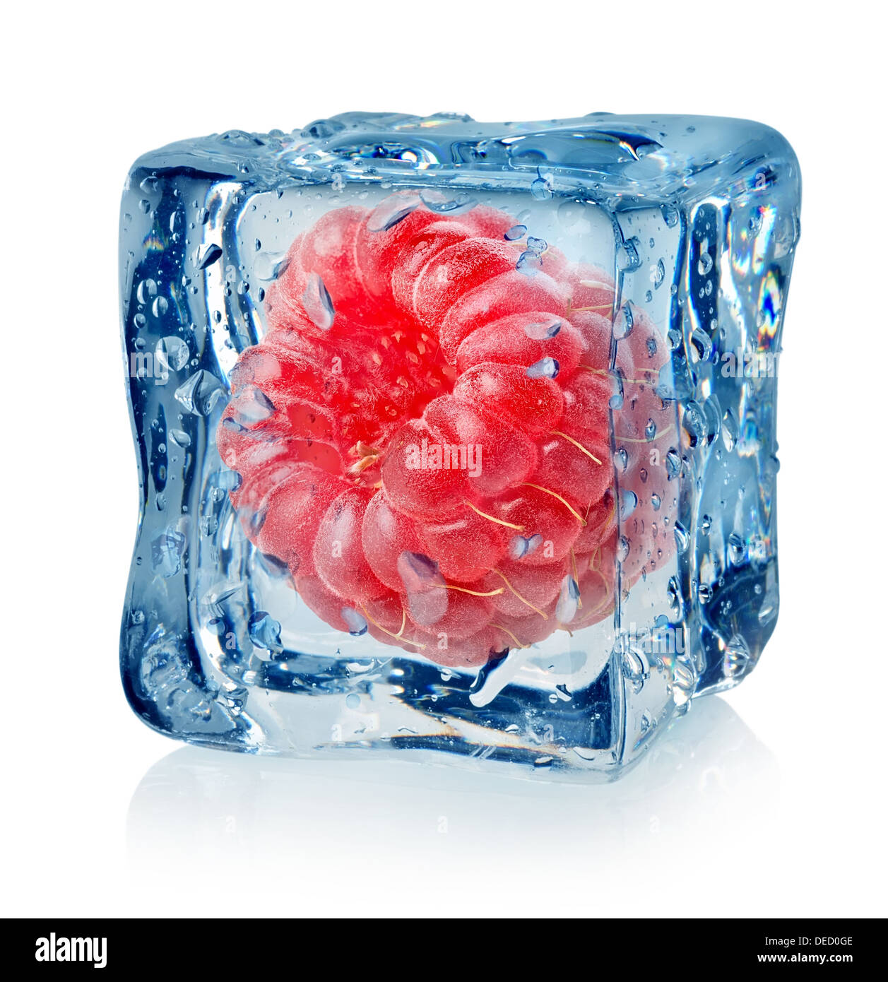 Berry raspberry in ice cube isolated on a white background Stock Photo ...