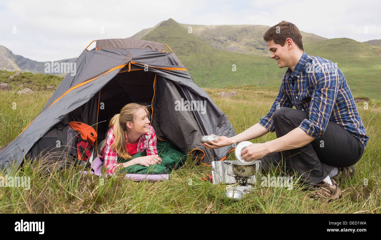 Couple on camping young hi-res stock photography and images - Alamy