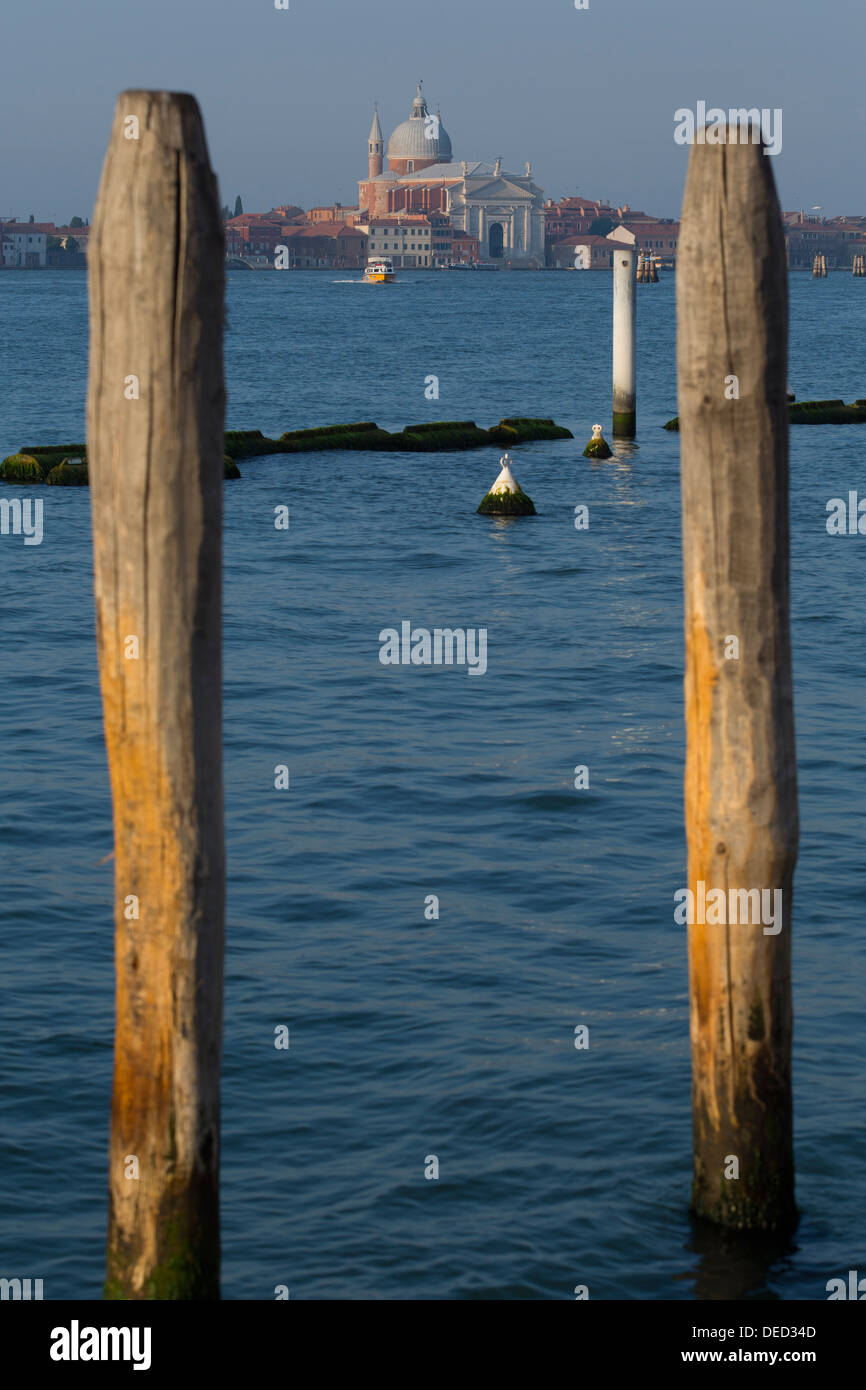gondola mooring with view of giudecca from san marco, VENICE, ITALY ...