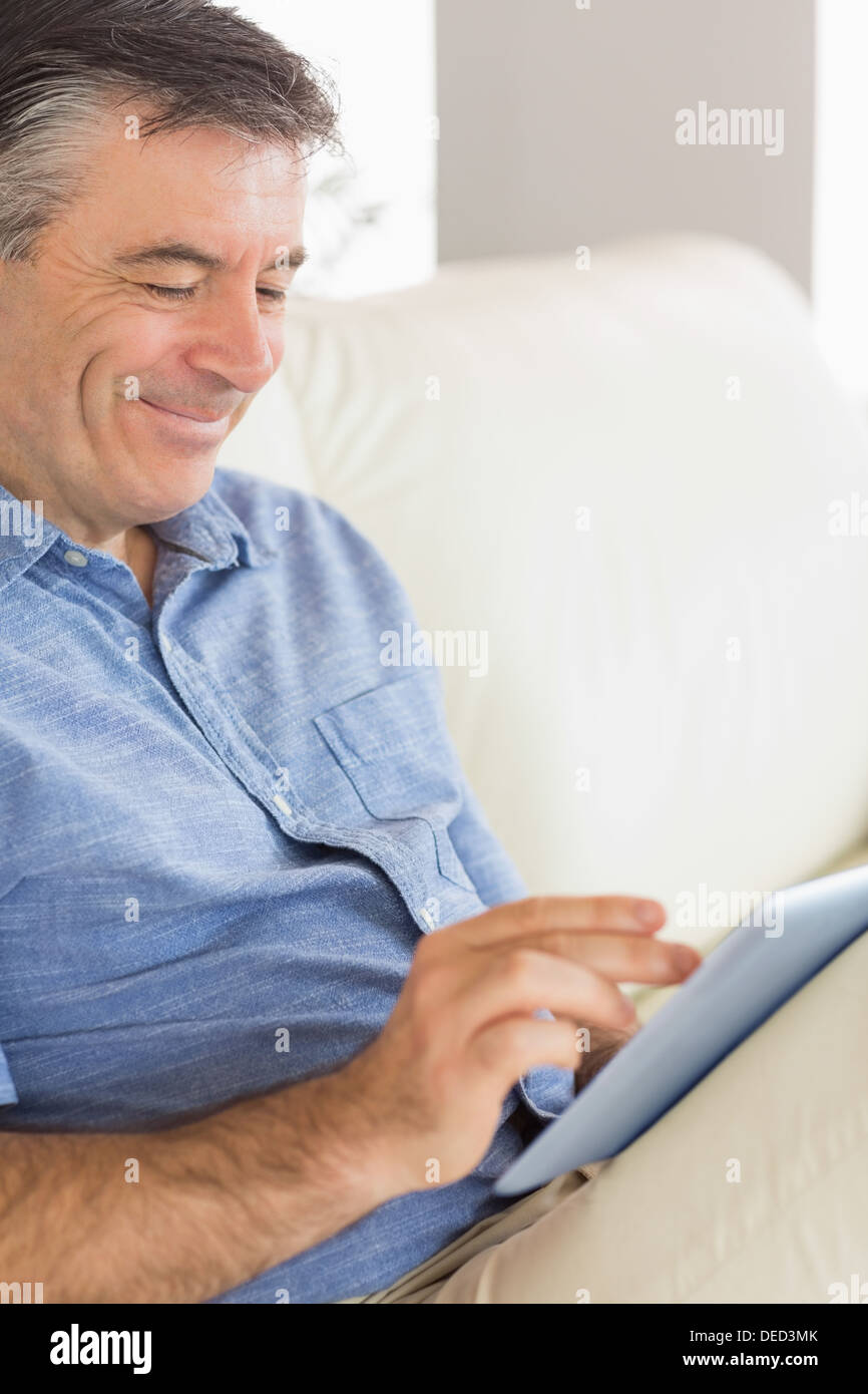 Happy caucasian man smiling using hi-res stock photography and images ...