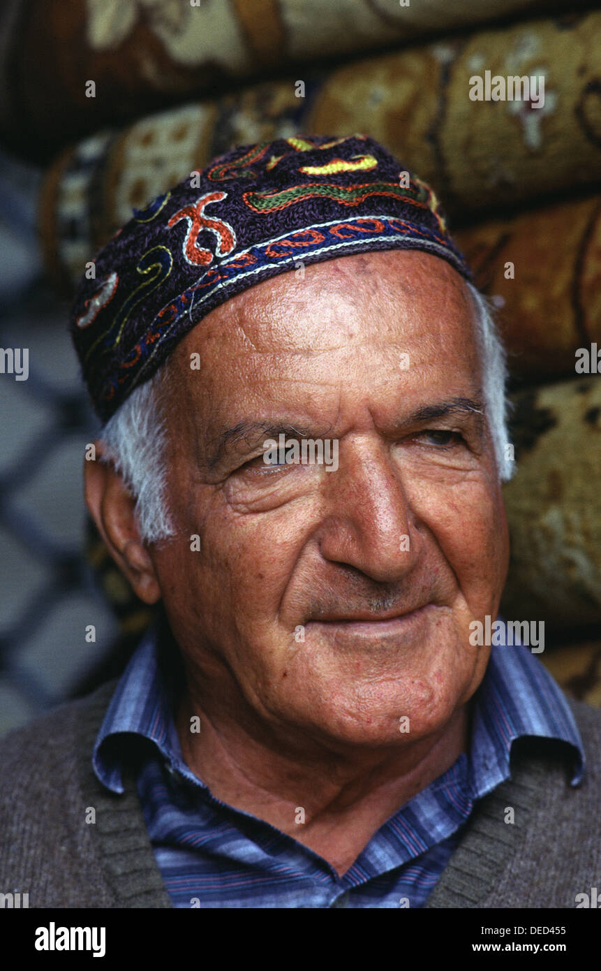 A Jewish man wearing a Tubeteika or Tubatay a traditional cap worn in ...