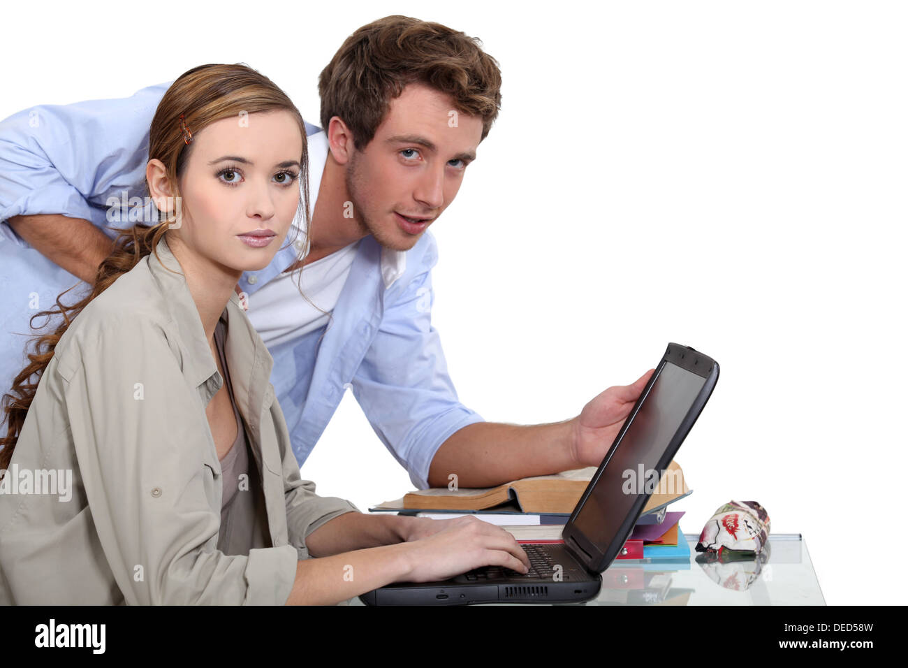 Two teenagers revising together Stock Photo - Alamy