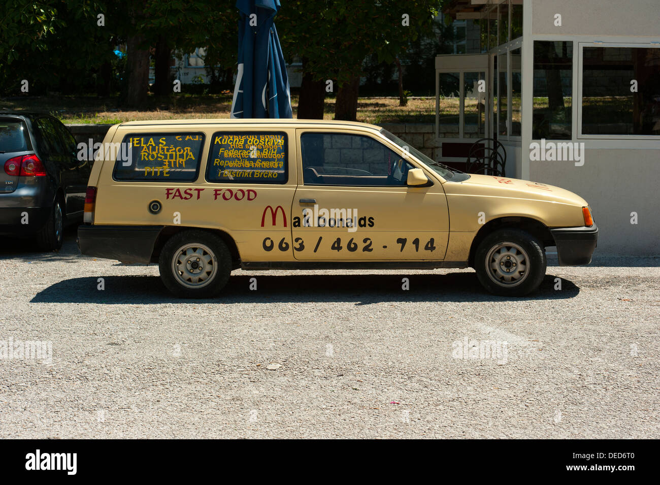 Fast food home delivery car, Stolac, Bosnia and Herzegovina, Europe ...