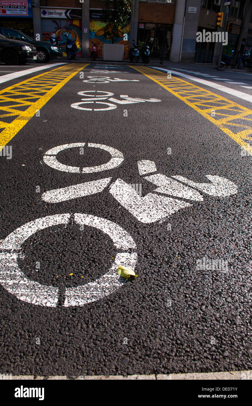 Motorbike preference symbol painted on street at the semaphore Stock ...