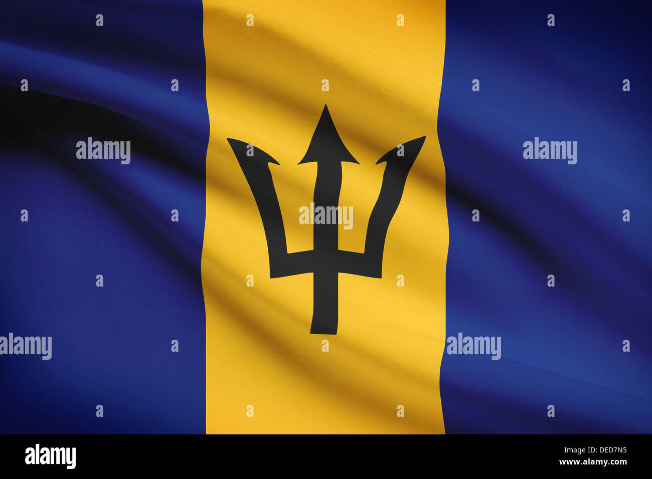 Barbados flag blowing in the wind. Part of a series Stock Photo - Alamy