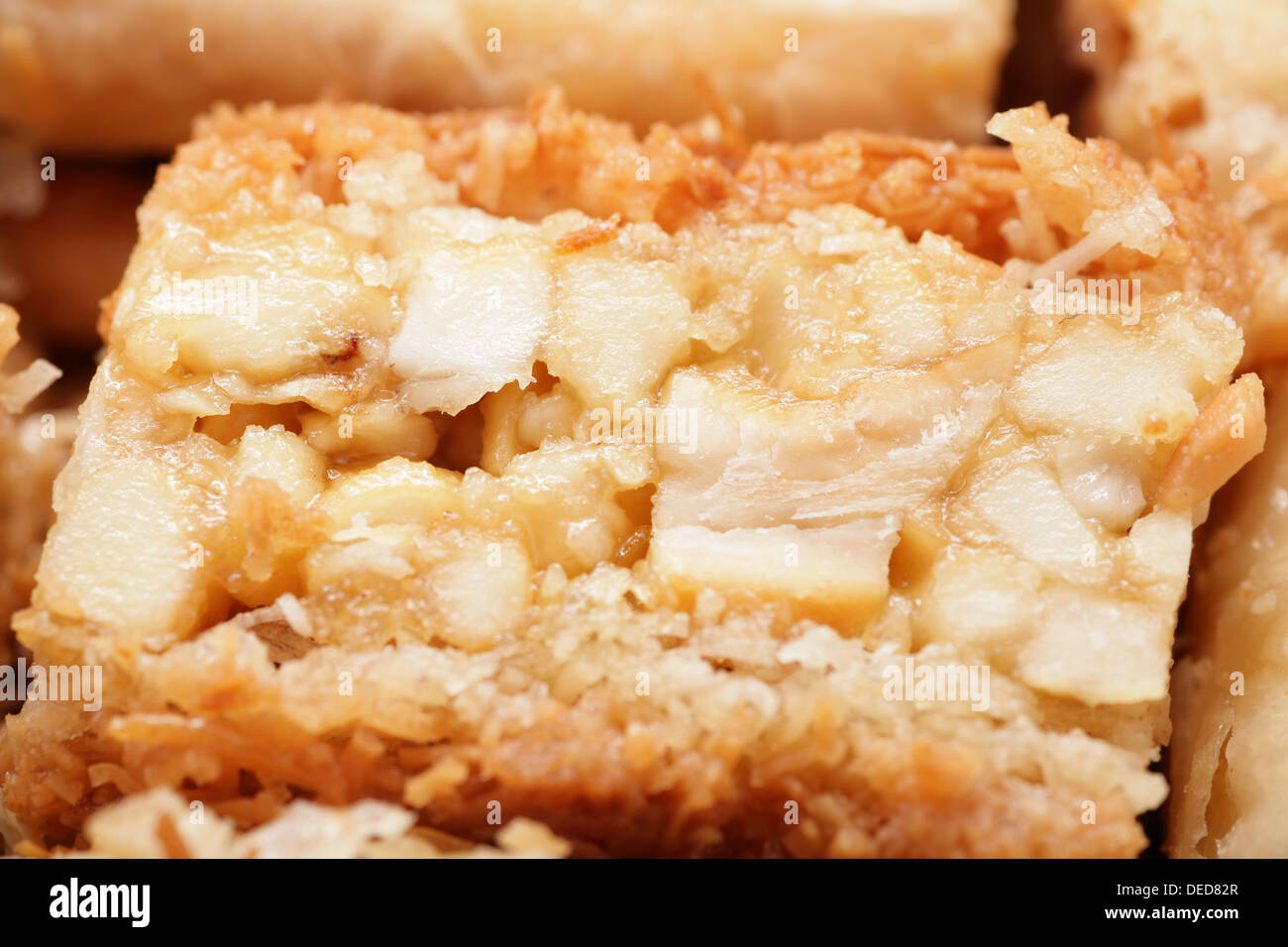 Macro shot of a delicious arabic desert baklava. Is made of filo pastry ...