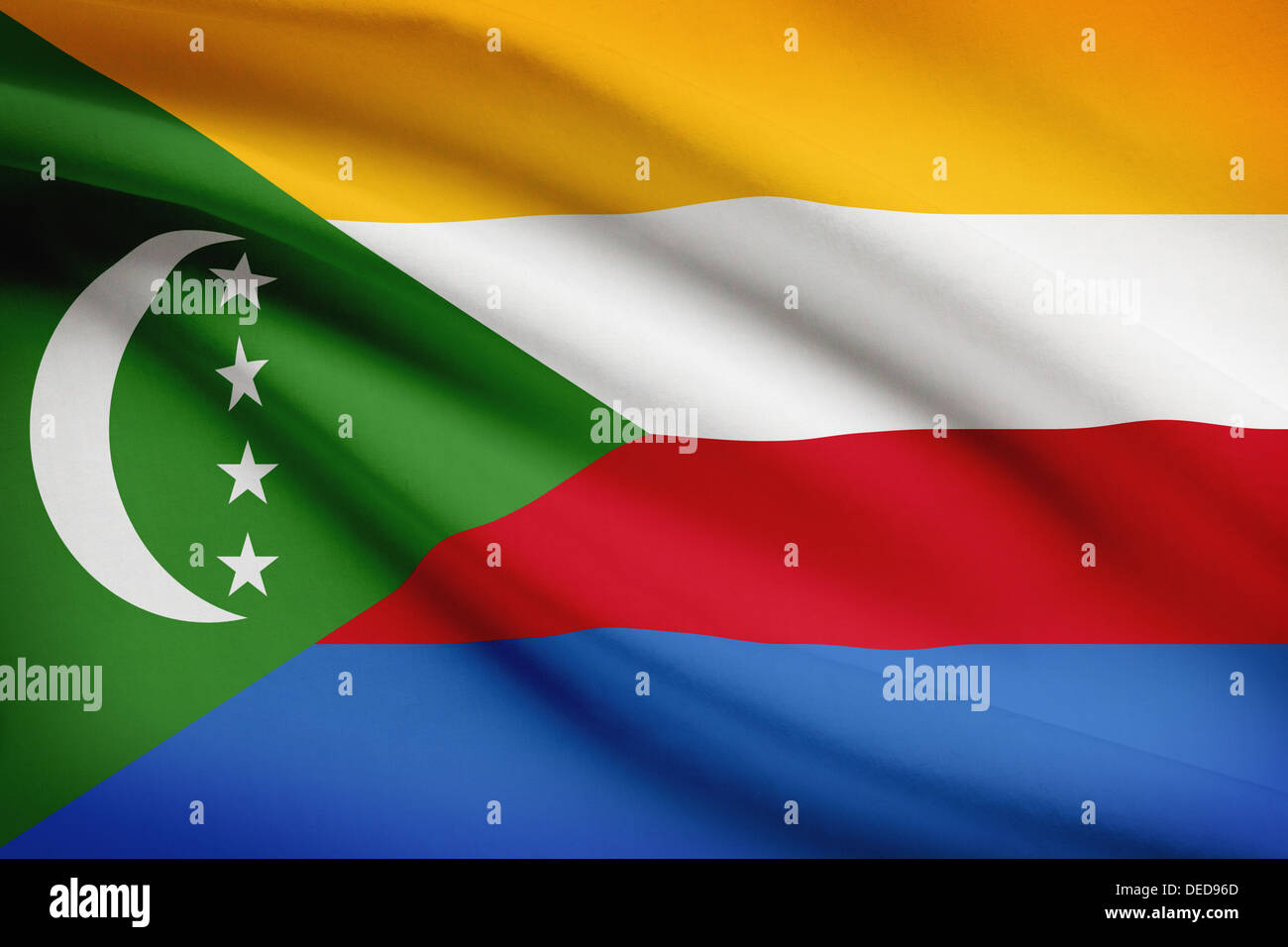 Comorian flag blowing in the wind. Part of a series Stock Photo - Alamy