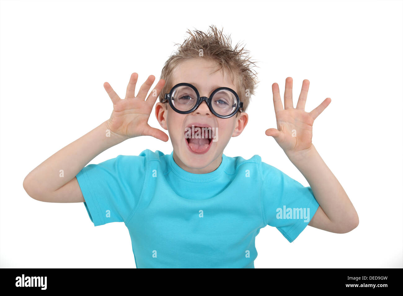 Child wearing wacky glasses and making a silly face Stock Photo - Alamy