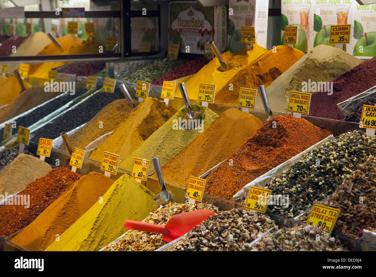 Colorful spices for sale at the Spice Bazaar in the Bazaar District of ...