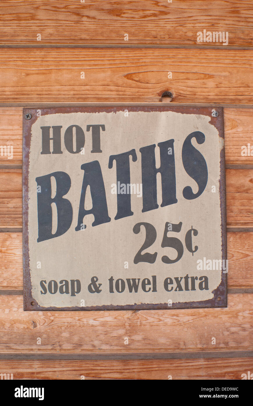 Sign for hot baths, roadside attraction in Davenport, Washington State ...