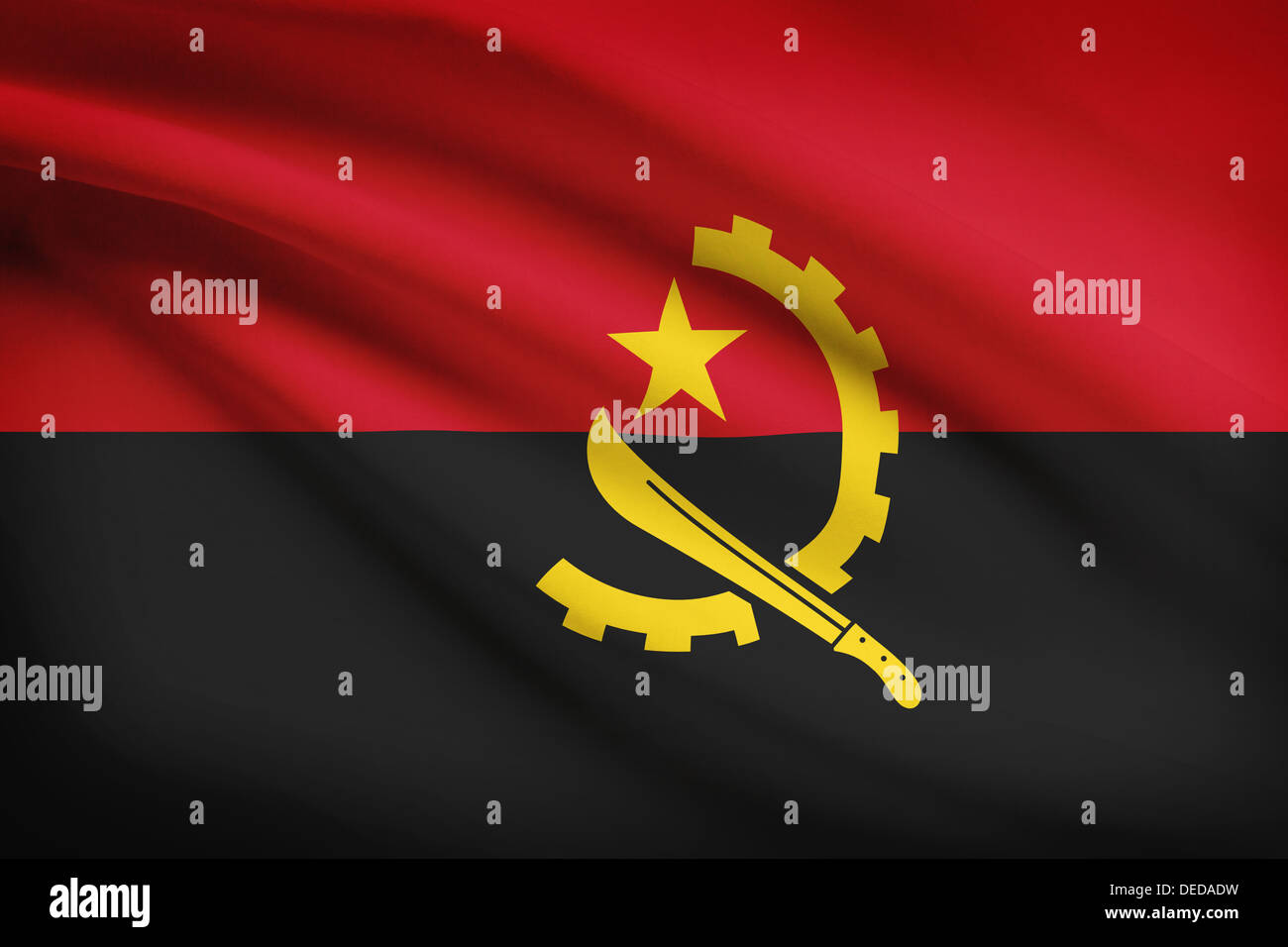 Angolan flag blowing in the wind. Part of a series Stock Photo - Alamy