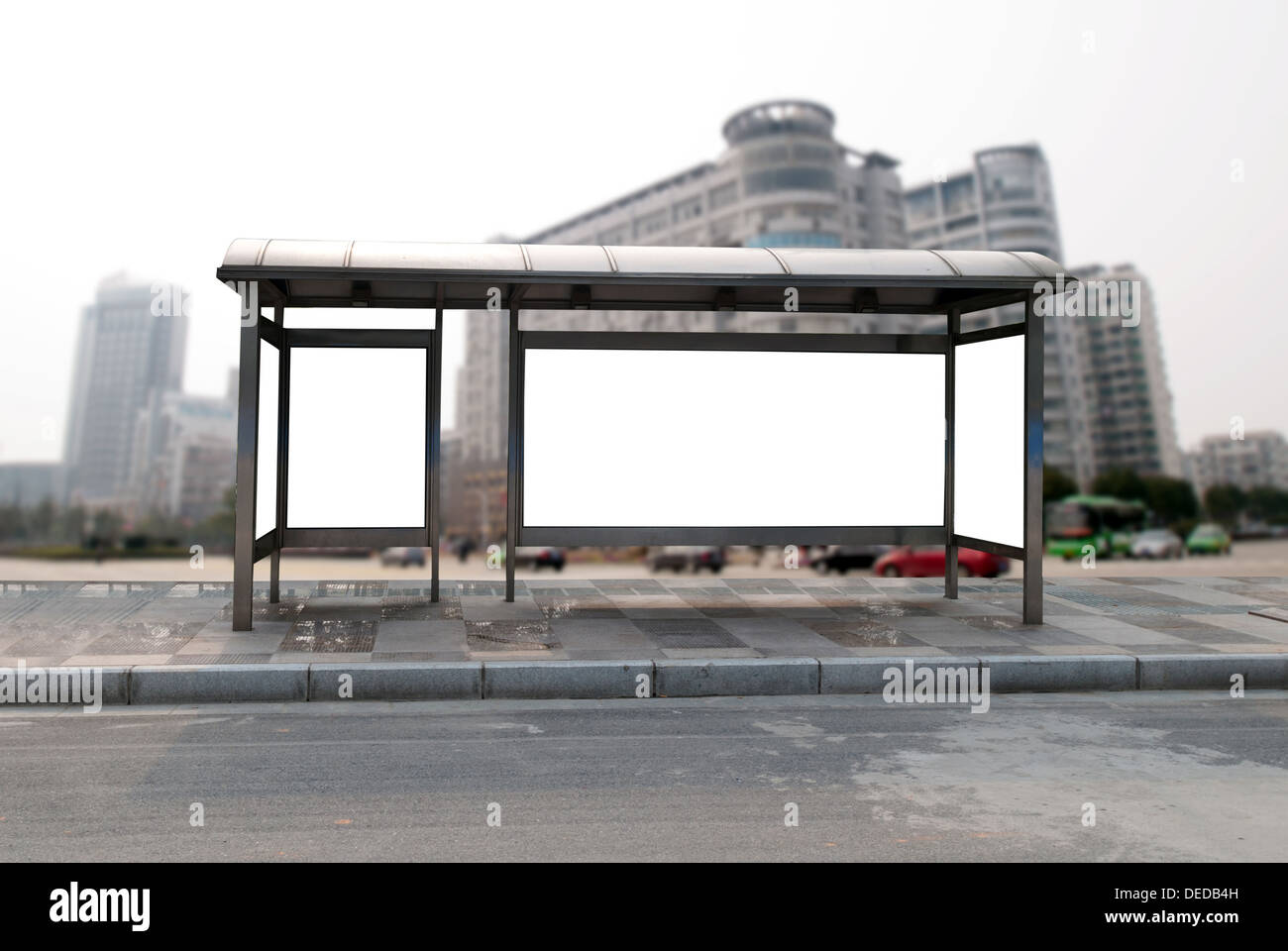 Bus stop billboard on stage Stock Photo - Alamy