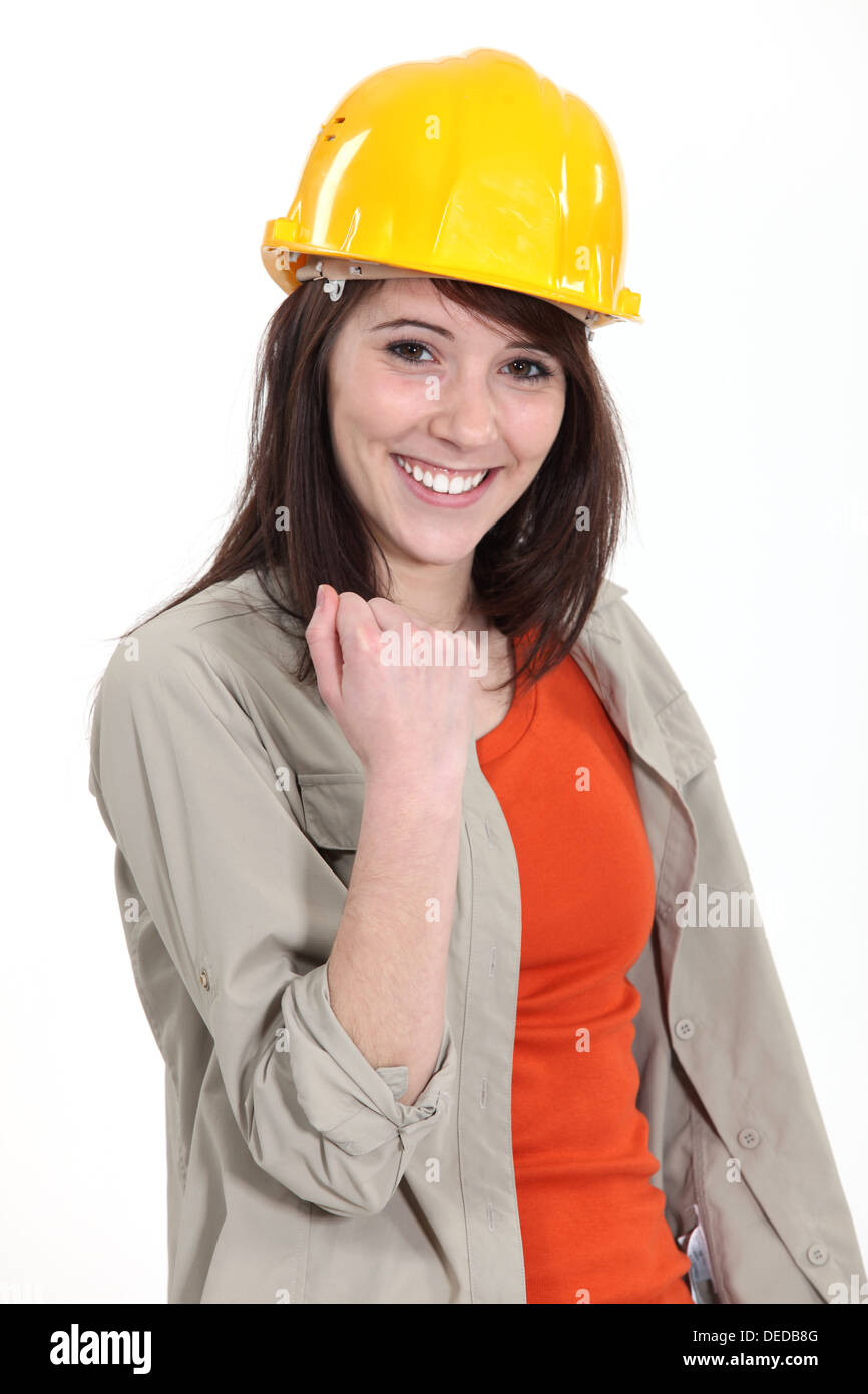 Successful young construction worker Stock Photo - Alamy