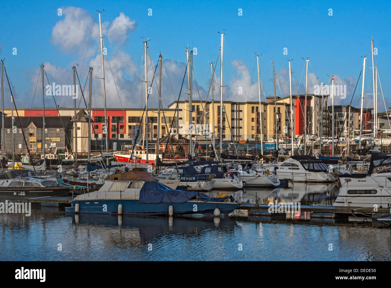 SWANSEA, WALES, UK - JUNE 19, 2008: Boats moored in Swansea Marina ...